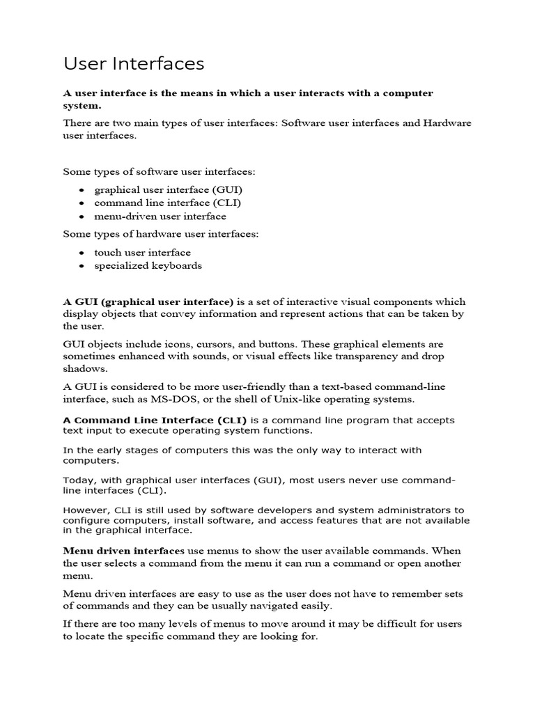 User Interfaces | Download Free PDF | Graphical User Interfaces | Command Line Interface