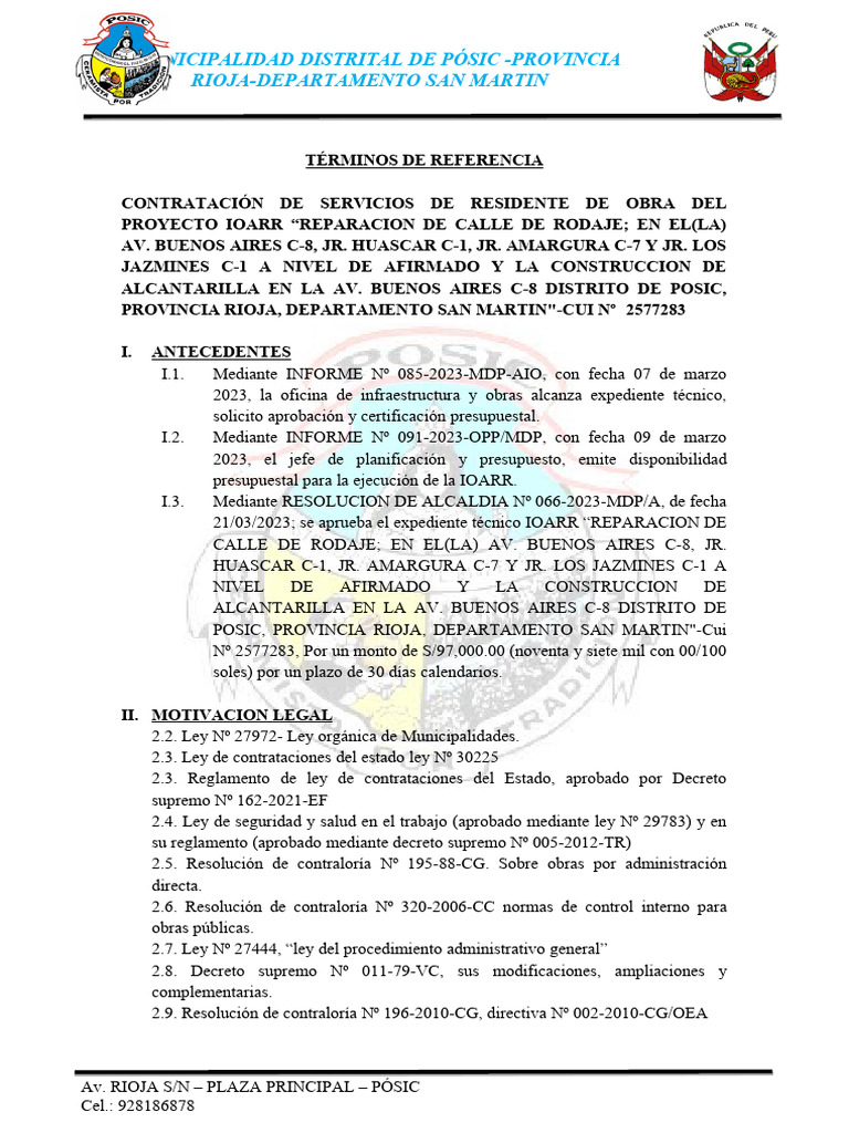 10.00. TDR Aperturas de Calles | PDF | Gobernancia | Justicia