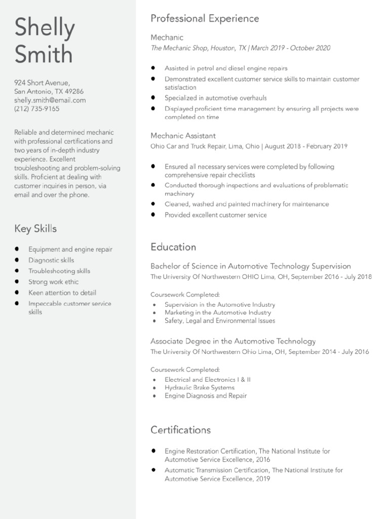 Mechanic Entry-Level | PDF