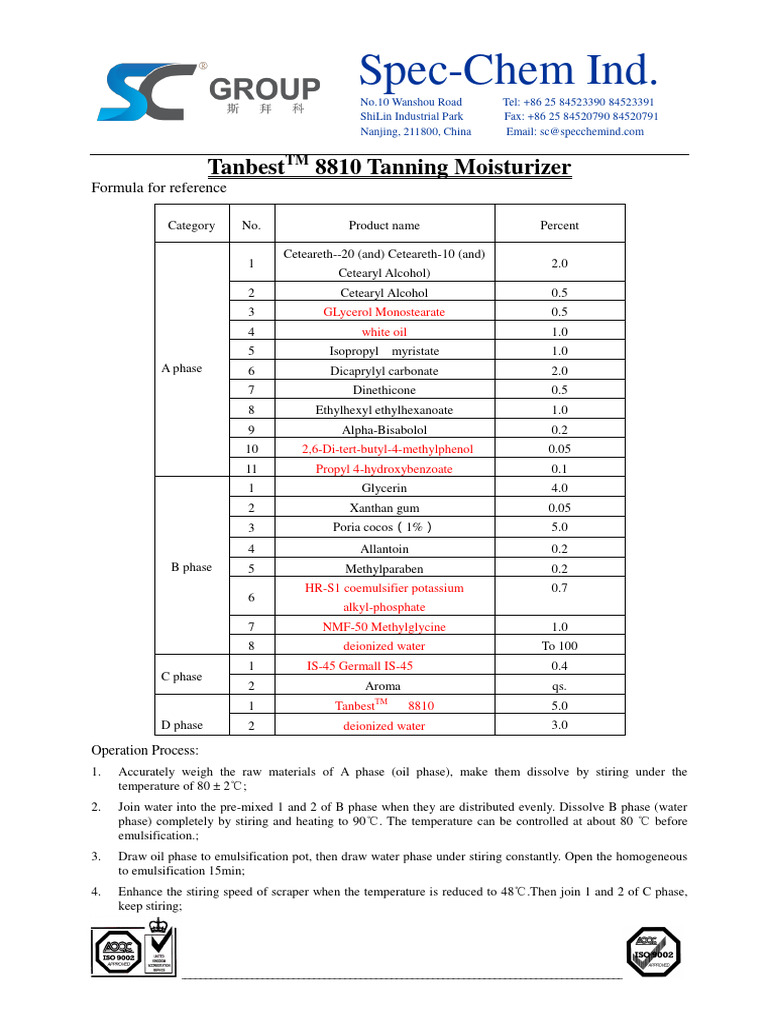 Formula Moisturizer | PDF | Chemistry | Chemical Substances