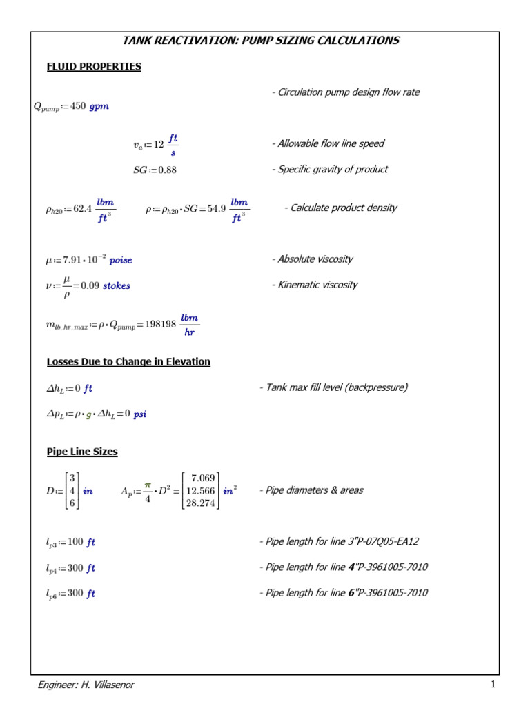 Pump Sizing Calculations vII123 | PDF | Pump | Viscosity