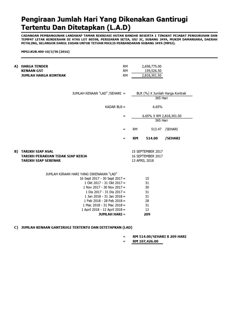 Pengiraan LAD - Landscape USJ 3C | PDF