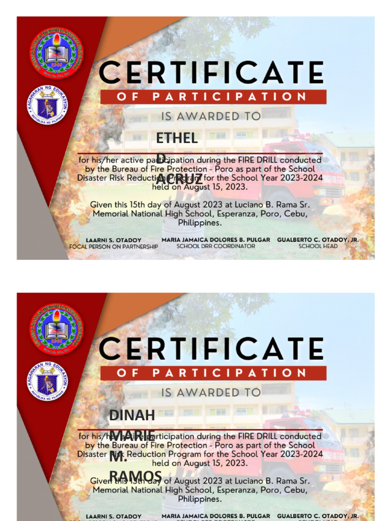 Certificate of Participation BFP | PDF