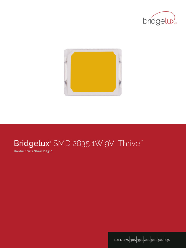 Bridgelux DS310 SMD 2835 1W 9V Thrive Data Sheet | PDF | Light Emitting ...