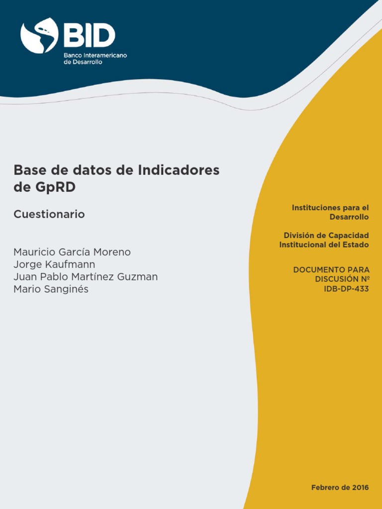 Base de Datos de Indicadores de GPRD Cuestionario | PDF | Planificación ...