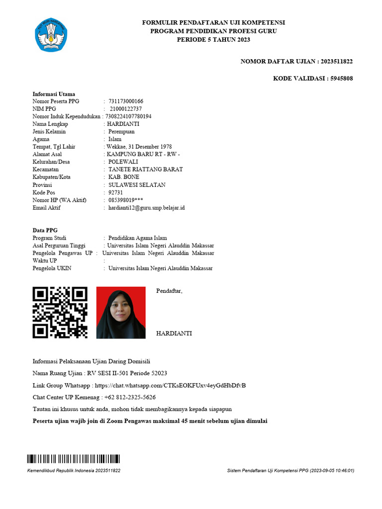 Cetak Ulang Formulir PPG 2023 | PDF