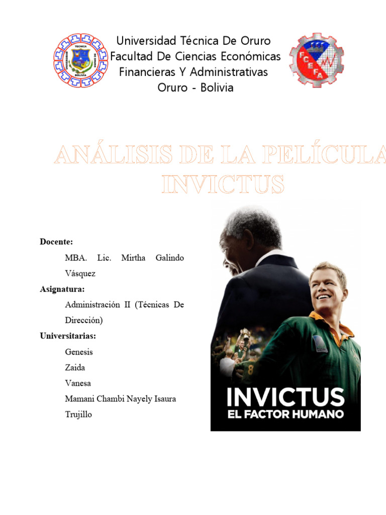 Análisis de la película Invictus | PDF | Nelson Mandela | Liderazgo