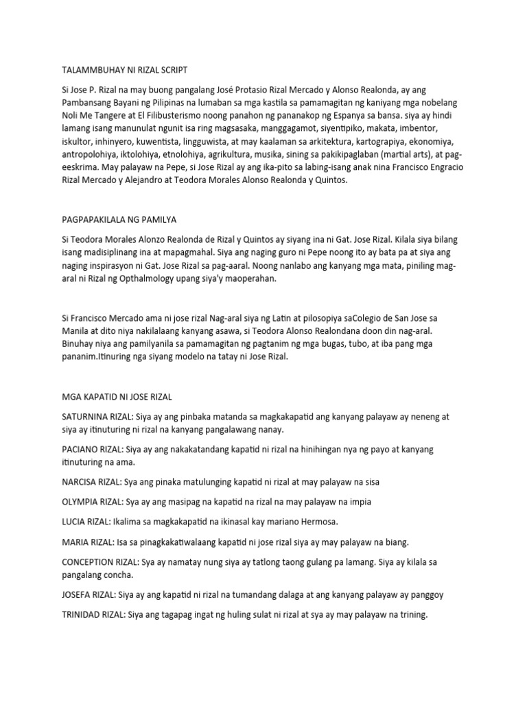 Rizal Script 1 | PDF
