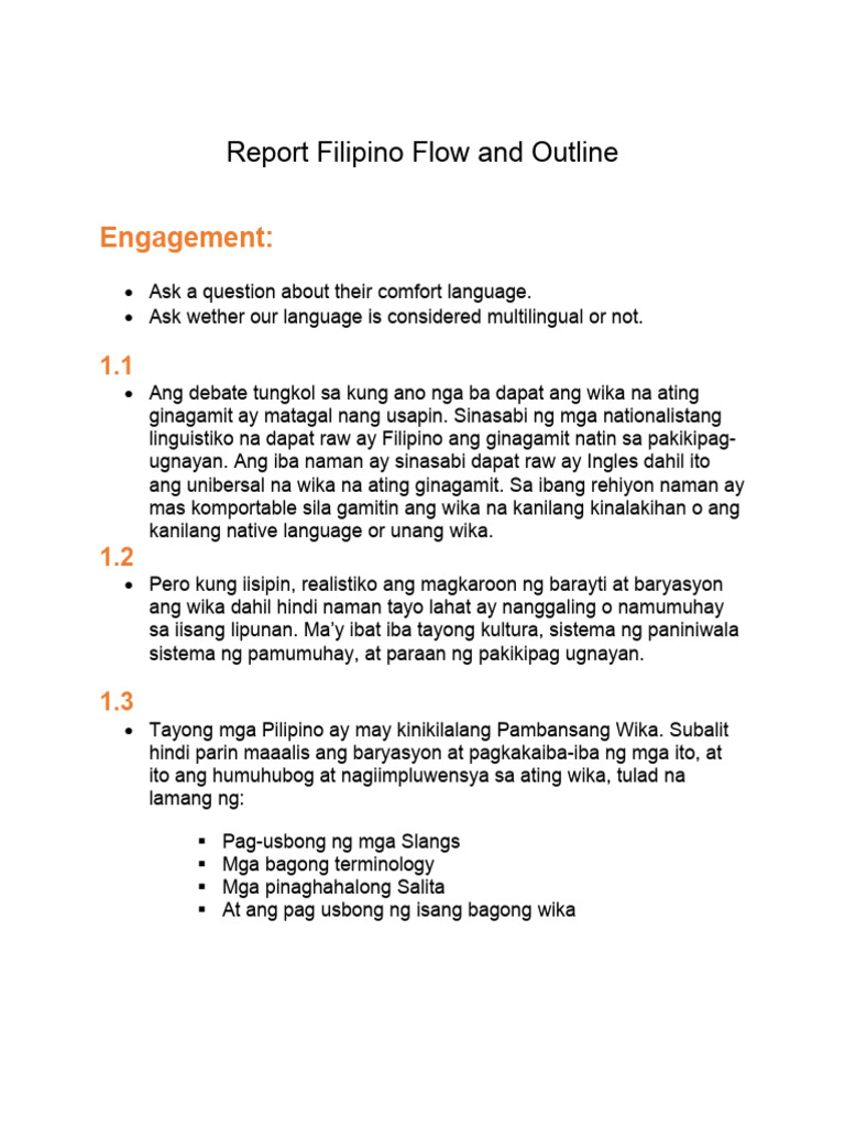 Report Filipino Flow and Outline | PDF