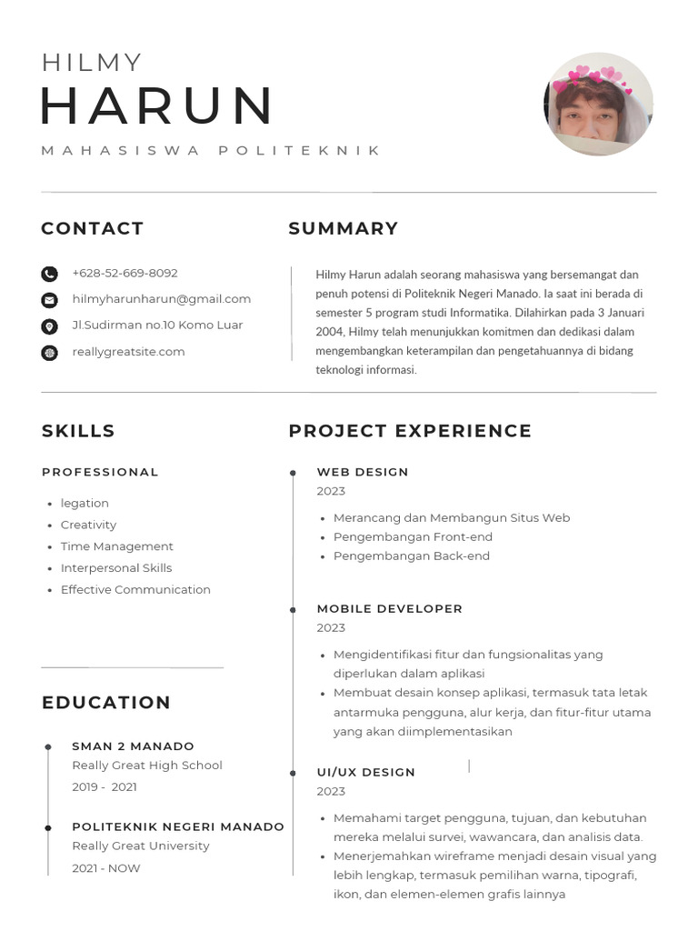 White Black Minimalist Professional Resume | PDF