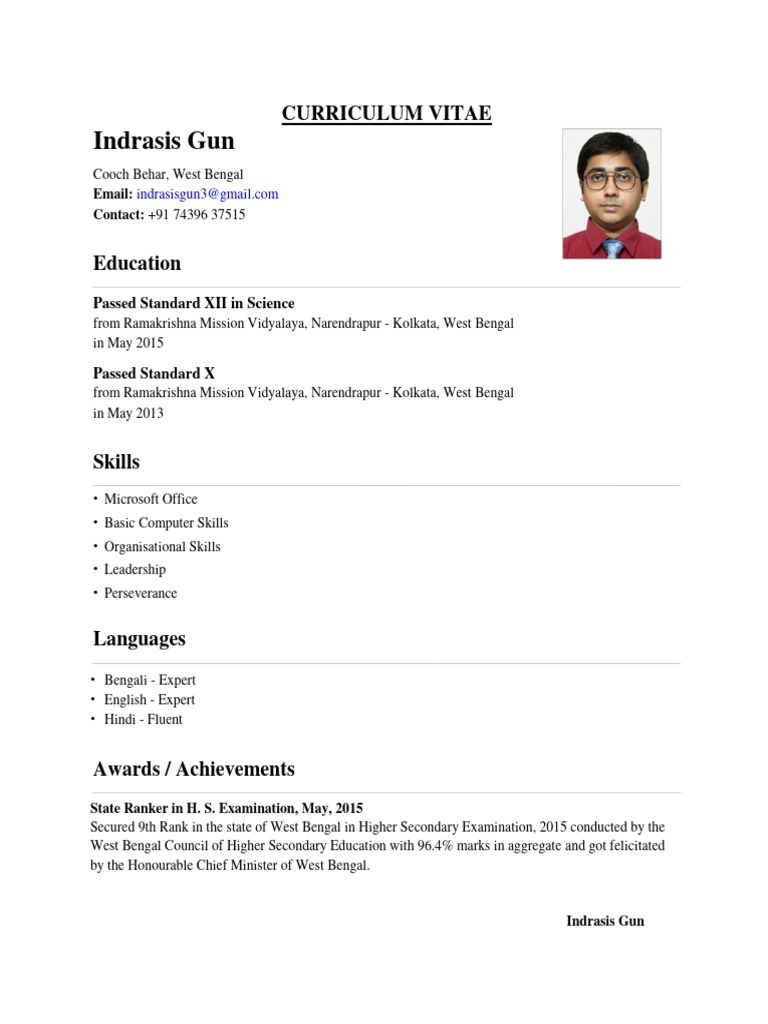 CV - Indrasis Gun | PDF