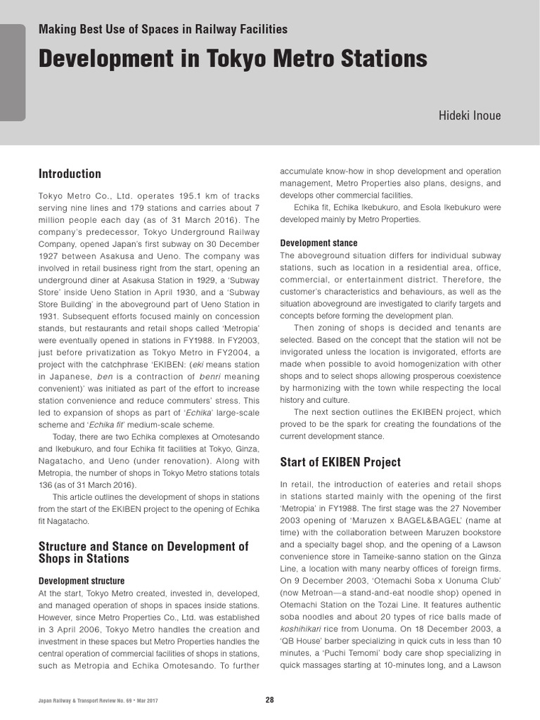 Development in Tokyo Metro Station | PDF | Tokyo | Rapid Transit