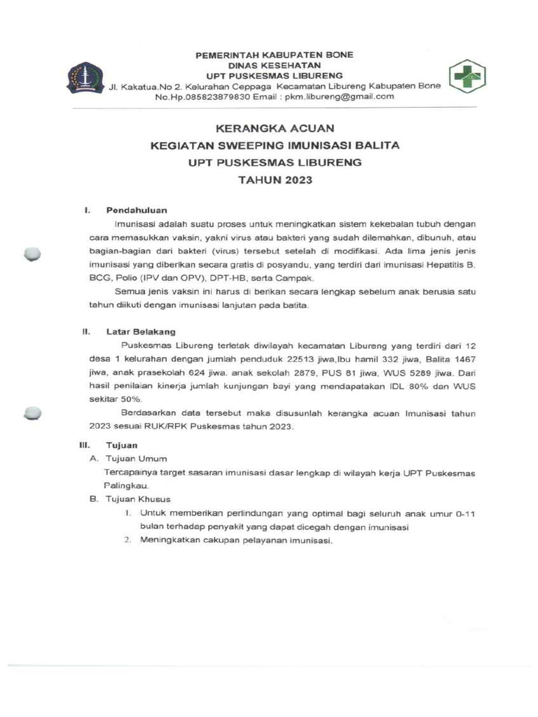 Kak Sweeping Imunisasi Balita | PDF