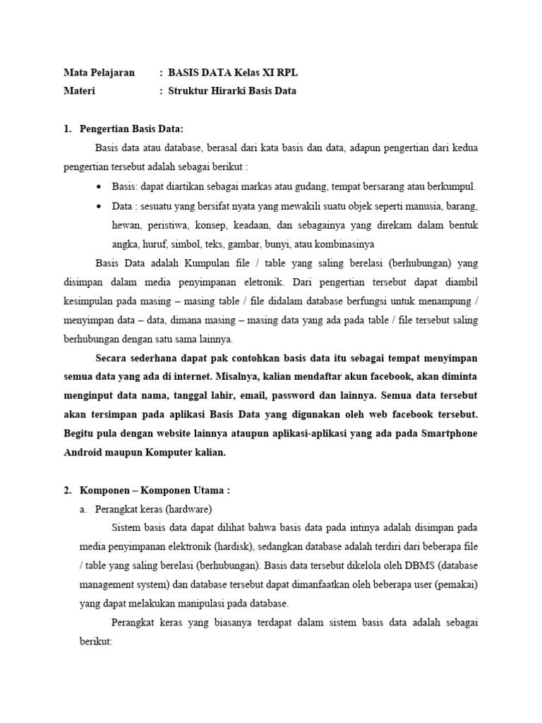 Struktur Hirarki Basis Data | PDF
