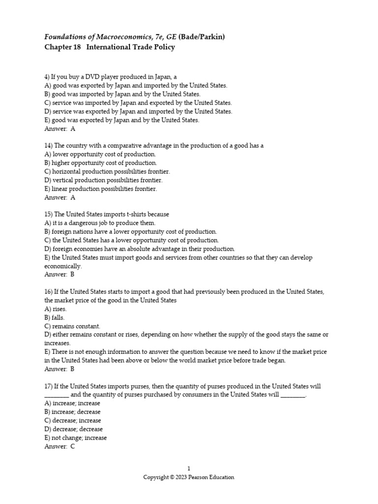 Chapter 18 Pdf Economic Equilibrium Tariff 5786