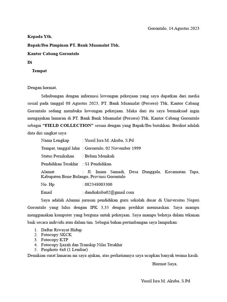 Surat Lamaran Dandi | PDF | Kesehatan Holistik