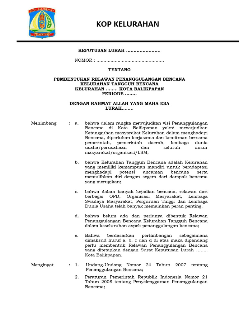 DRAFT SK KATANA (RELAWAN Dan F-PRB) | PDF