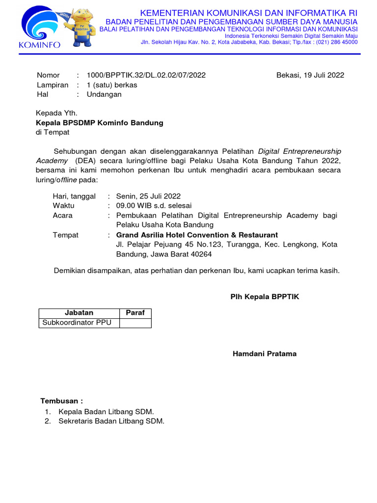 Contoh Surat Word (Untuk TA-AP) | PDF