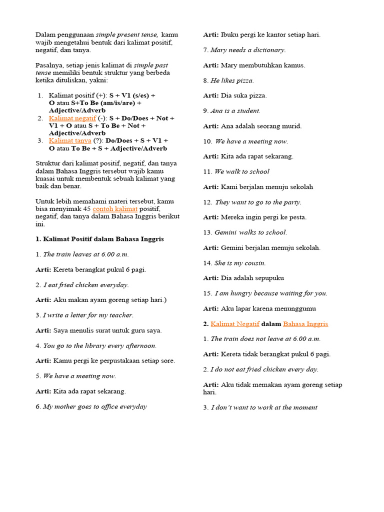 Struktur Kalimat dalam Simple Present | PDF