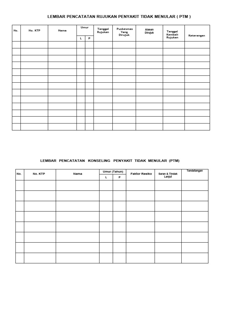 Lembar Pencatatan Rujukan PTM | PDF