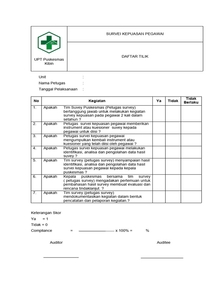 Contoh Daftar Tilik | PDF