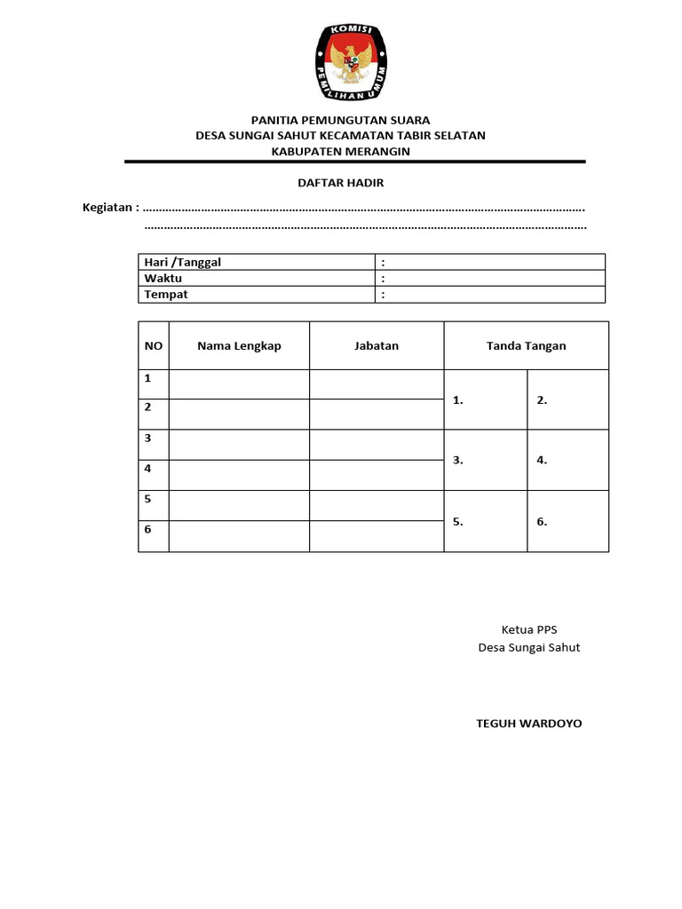 Format Absen PPS | PDF