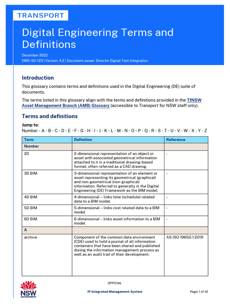 Digital Engineering Terms and Definitions v4.2 | PDF | Building ...