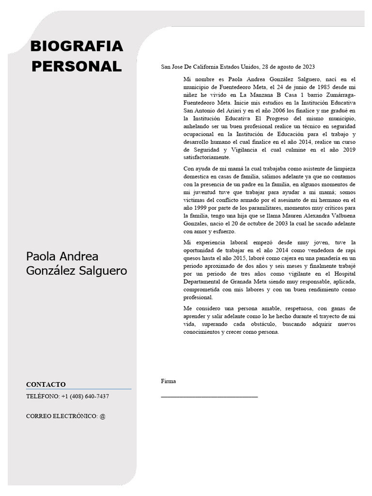 Biografia Personal 1 | PDF