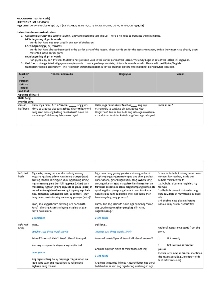 BRP Hiligaynon Script S8-L22 QAed With VG | PDF
