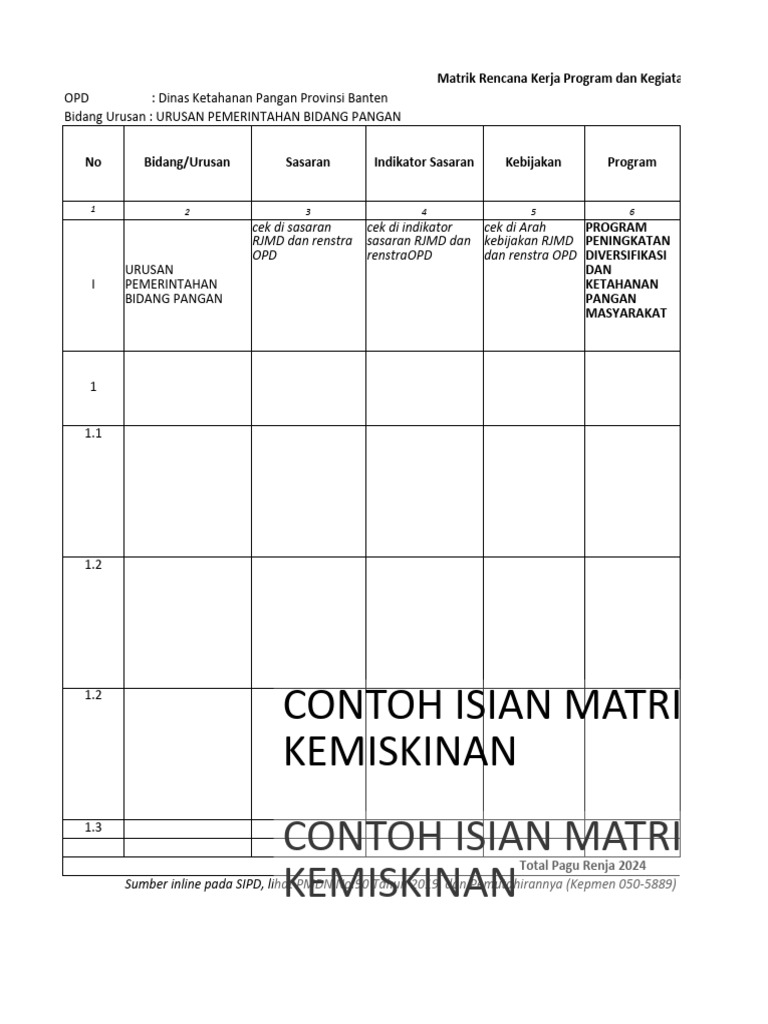 Contoh Matrik Stunting 2024 | PDF