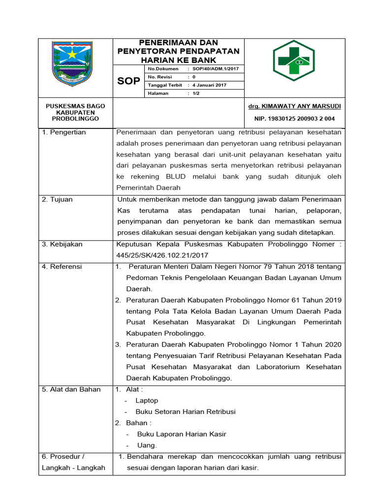 Sop Setoran Ke Bank | PDF