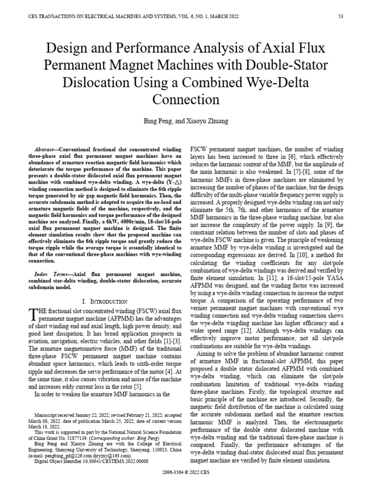 Design and Performance Analysis of Axial Flux Permanent Magnet Machines ...