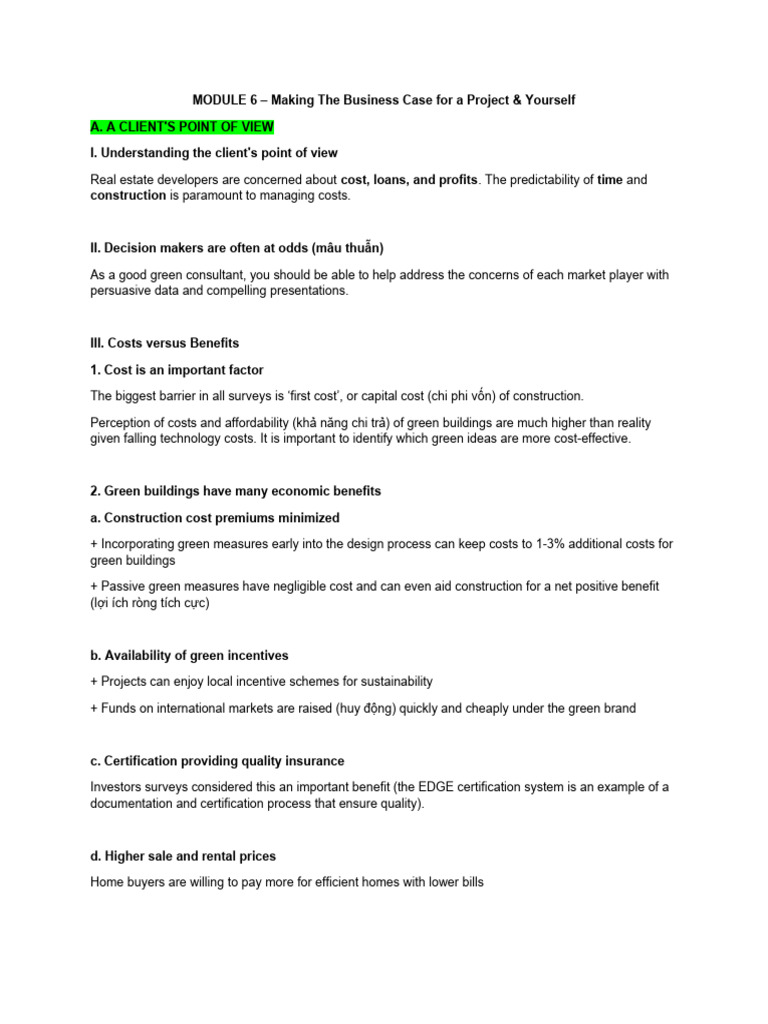 MODULE 6 - Making The Business Case For A Project & Yourself | PDF ...
