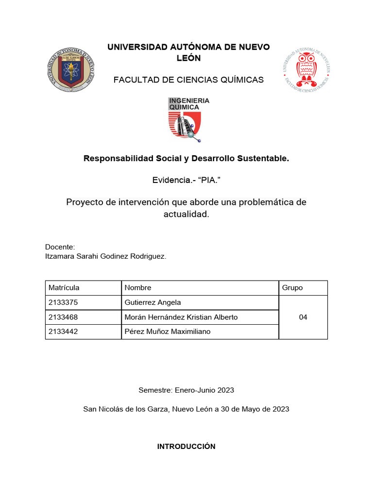 PIA Responsabilidad - Social | PDF | Contaminación | Residuos