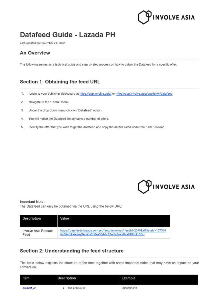Datafeed Guide - Lazada PH | PDF