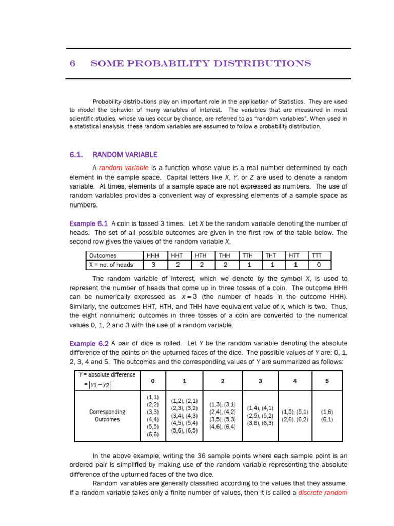 Chap6 Some Probability Distributions - Lecture | PDF | Normal Distribution | Probability ...