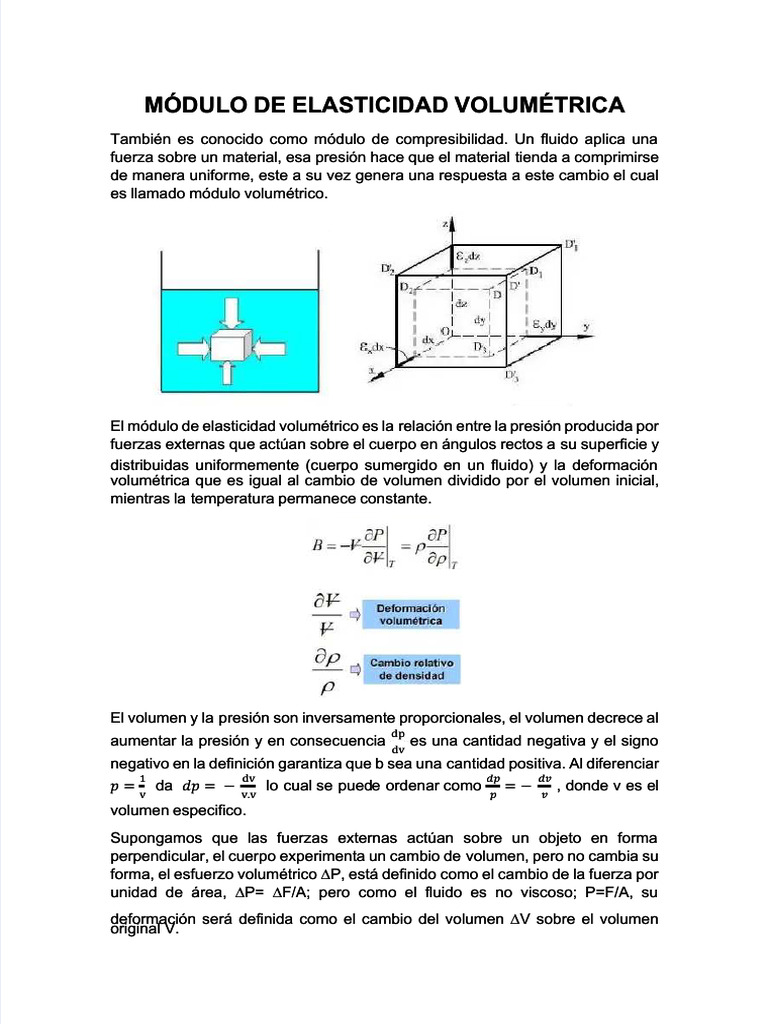 Módulo de Elasticidad Volumétrica | PDF | Presión | Líquidos
