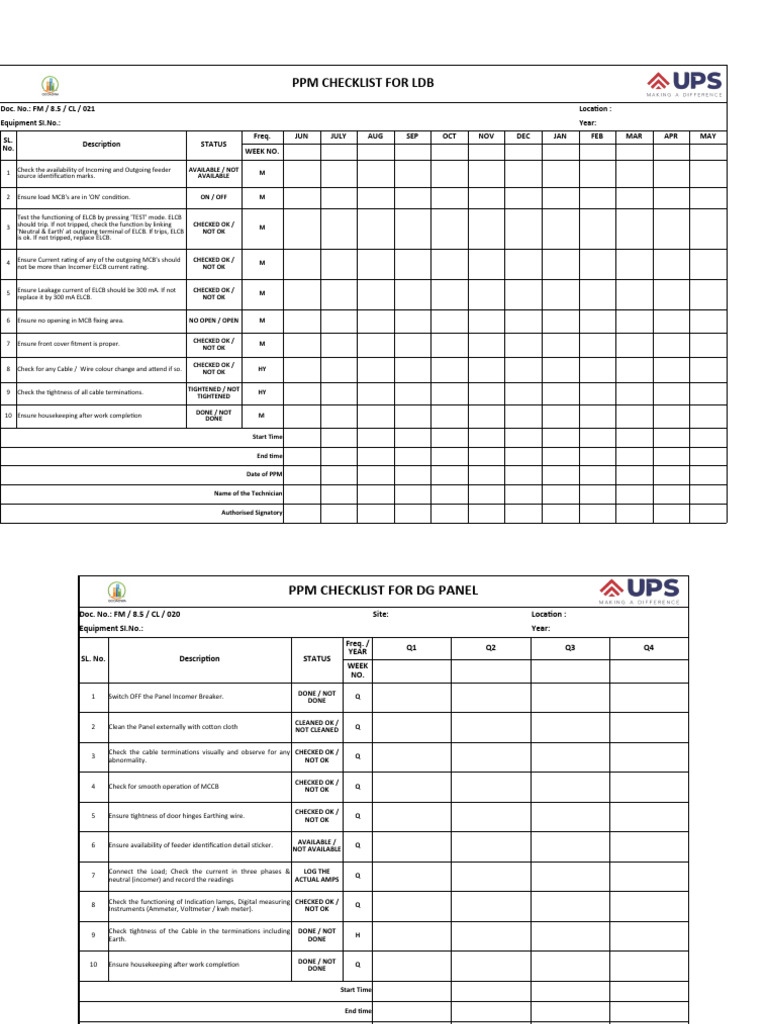 PPM Check List | PDF | Pump | Valve