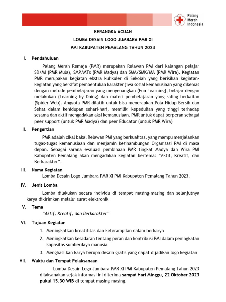 Lomba Desain Logo Jumbara PMR XI 2023 | PDF