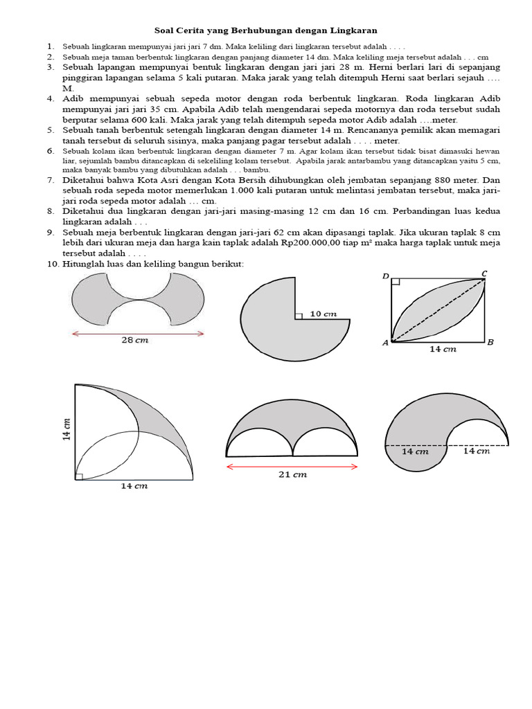 Soal Cerita Lingkaran | PDF | Griya & Taman