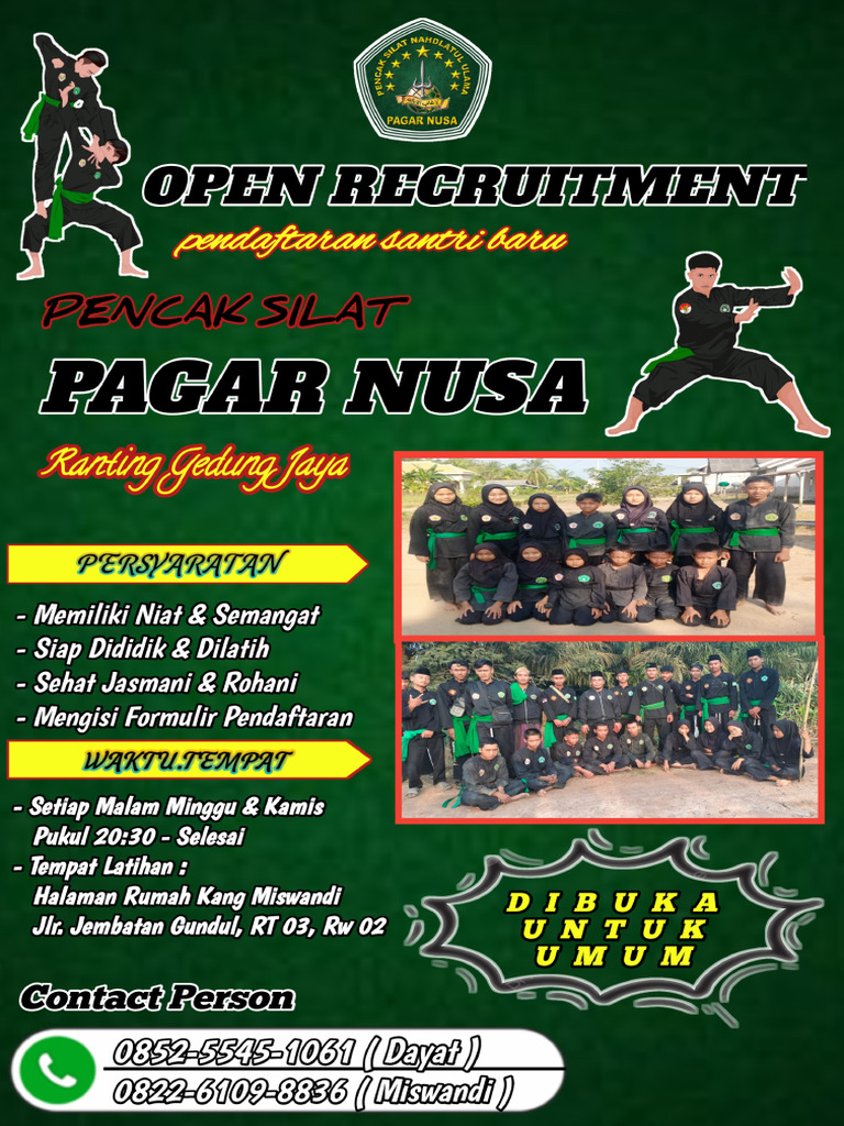 Brosur Pendaftaran Pencak Silat Pagar Nusa | PDF