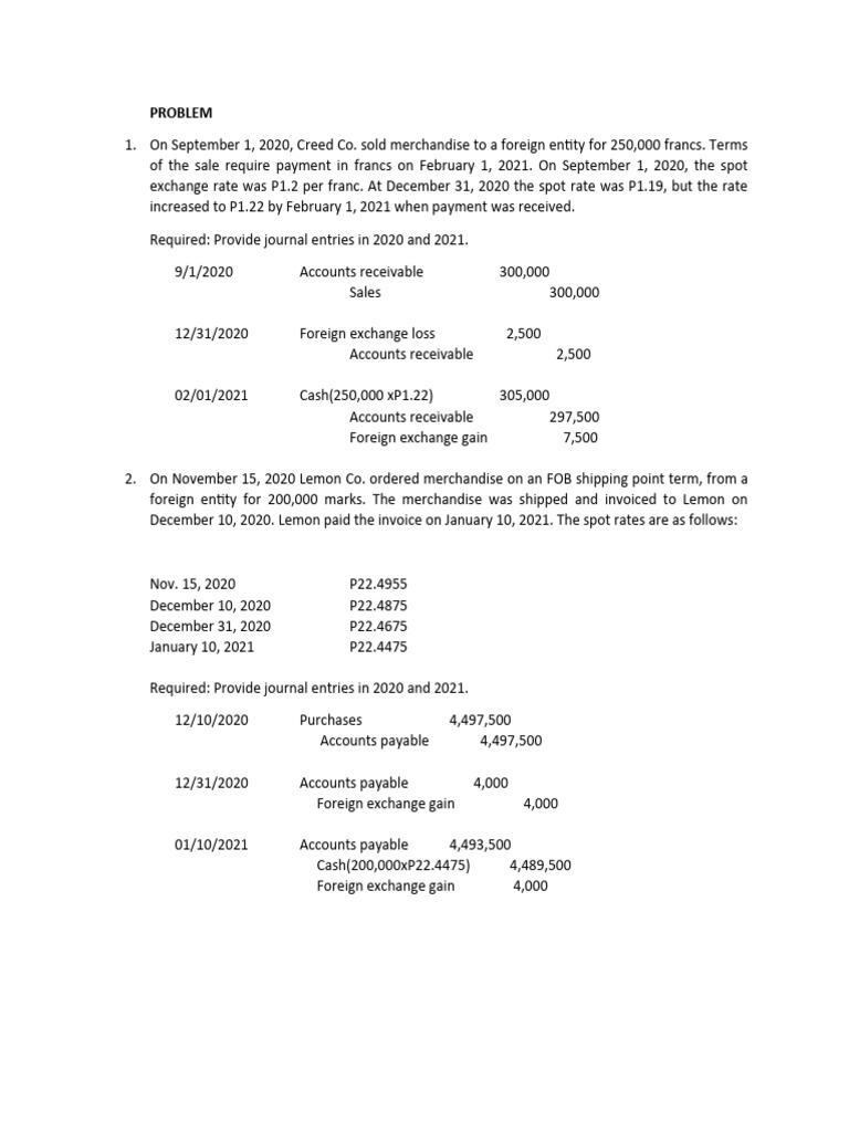 Forex Problem | PDF | Foreign Exchange Market | Accounts Payable