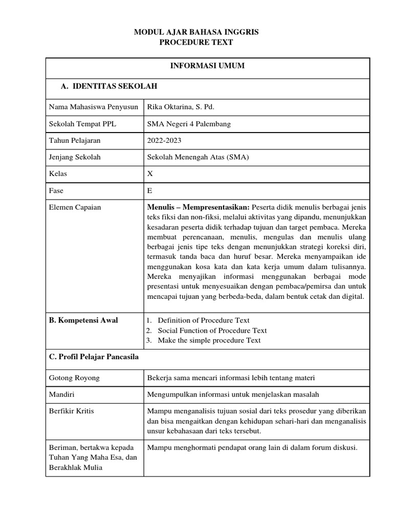 RPP Procedure Text Kurmer | PDF