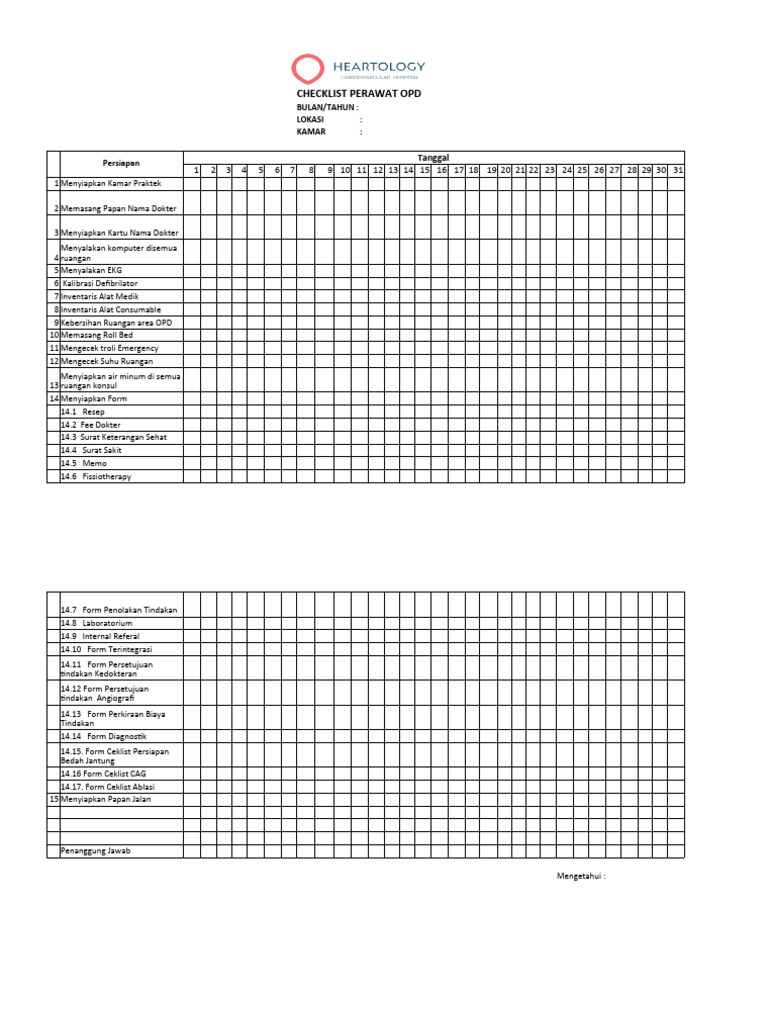 Check List Perawat Opd | PDF
