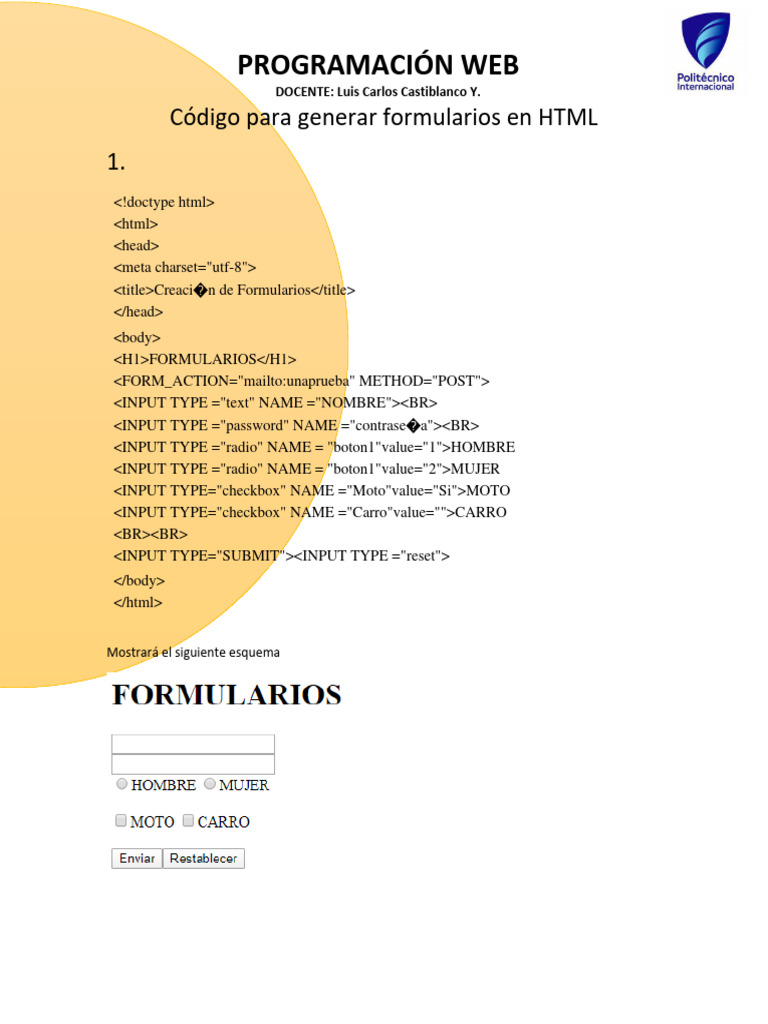 Código para Generar Formularios en HTML | PDF