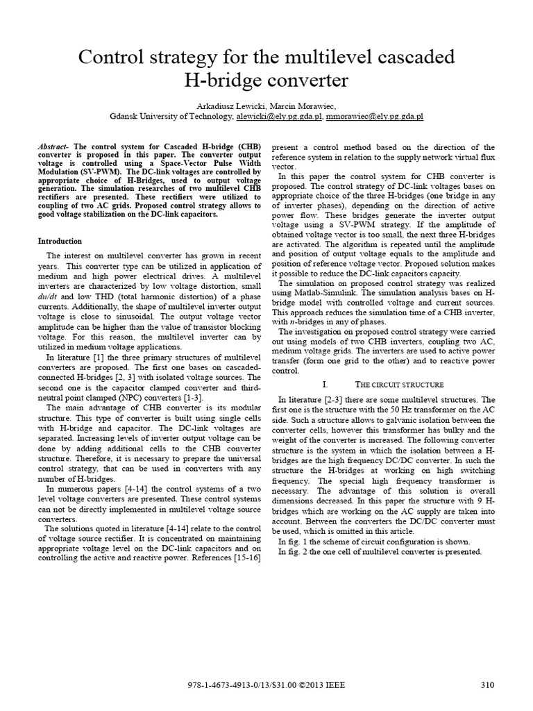 A Fast and Generalized Space Vector Modulation Scheme for Multilevel Inverters 2 | PDF | Power ...