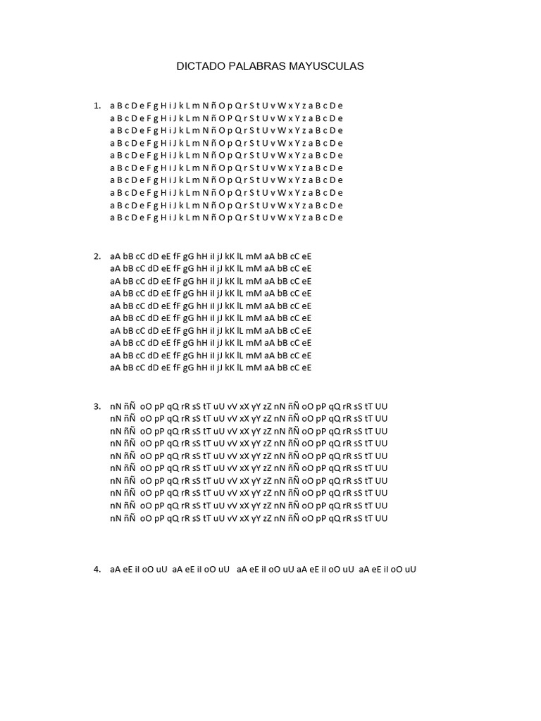 Dictado Palabras Mayusculas | PDF | Ajedrez