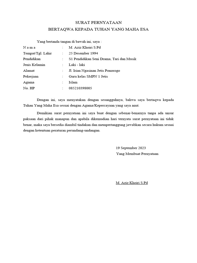 Surat Lamaran BPD | PDF