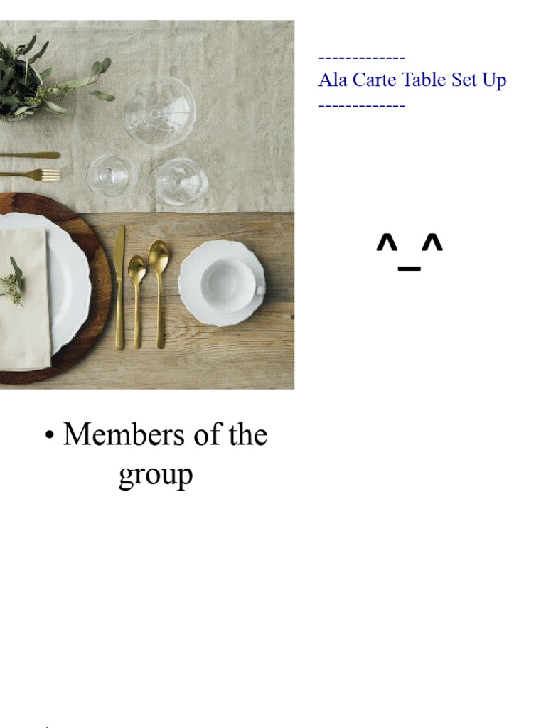 Panduan Lengkap Ala Carte Table Setup | PDF