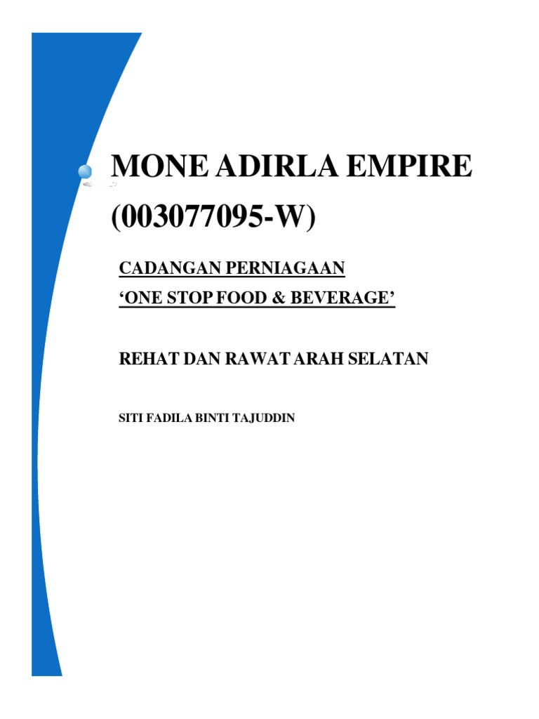 Terbaru - Cadangan Perniagaan - One Stop Food & Beverage (Rehat Dan ...